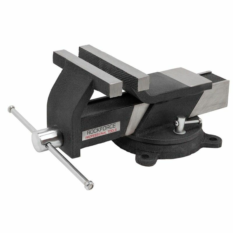 Тиски стальные поворотные с наковальней 6"-150мм ROCKFORCE
