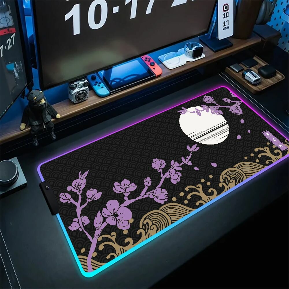 Rgb Японский коврик для мыши Sakura xxl компьютерная офисная игровая клавиатура 90x40 см настольный коврик