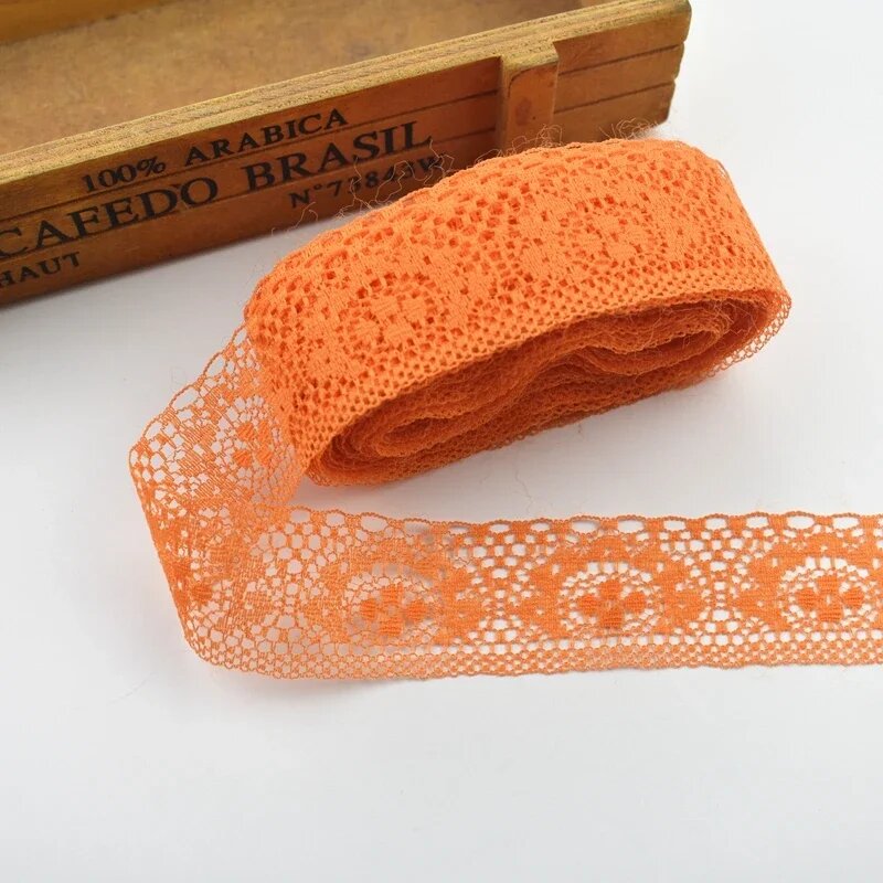 WyFeay кружевная лента полиэстер/нейлон 40мм белый черный 10 ярдов Orange