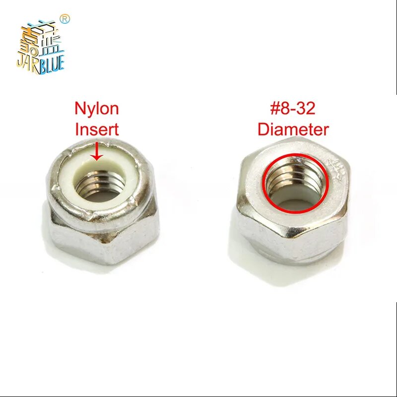 Шестигранные стопорные гайки JARBLUE #8-32 #10-24 (10 шт.) Белый