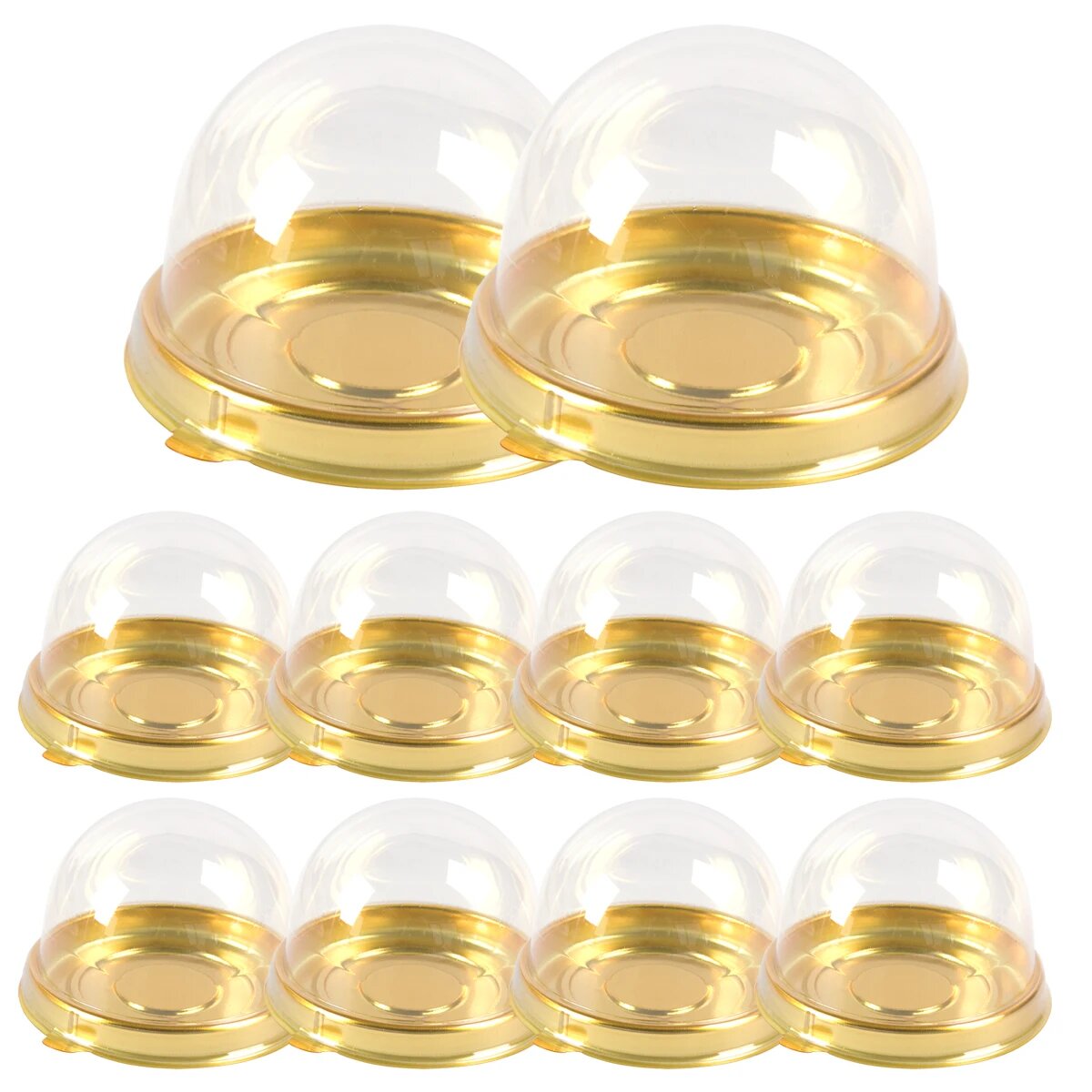 Прозрачные мини-коробки для кексов Cyuan 10pcs, gold base