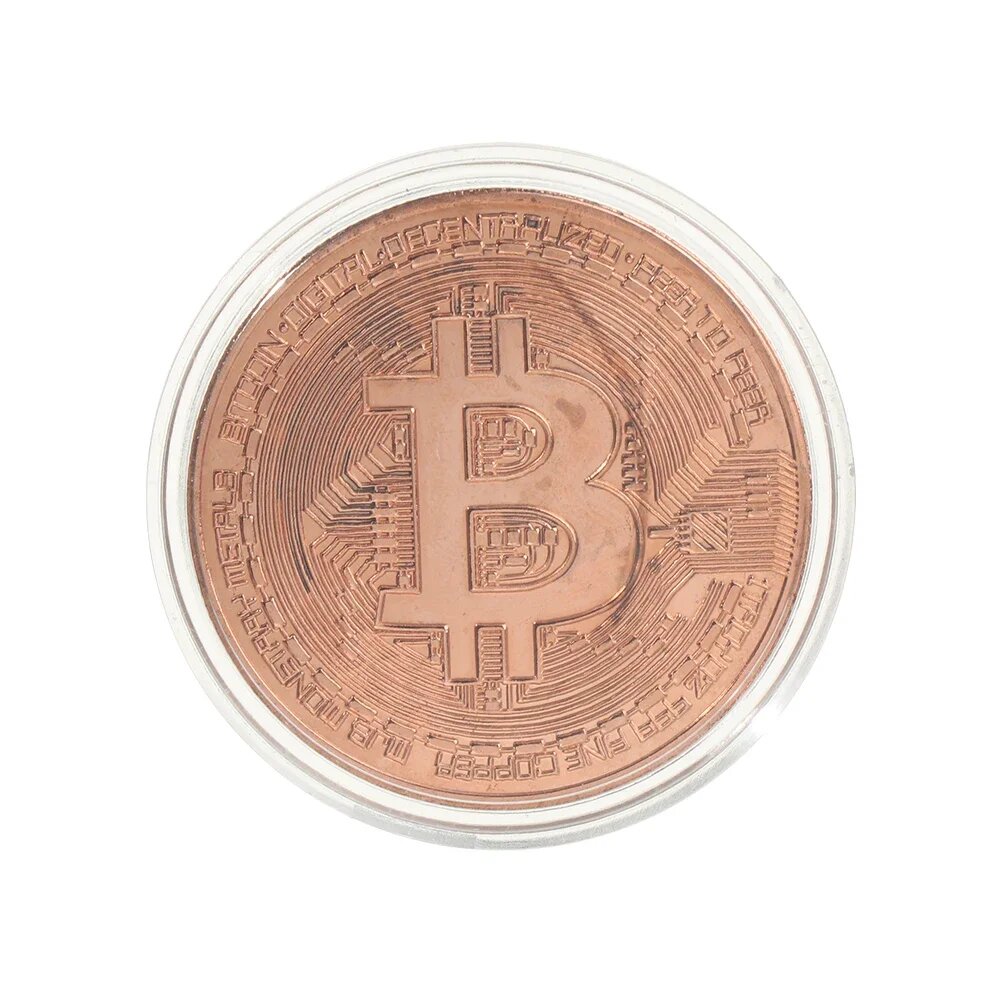 Бронзовая монета Bitcoin Coin3, розовый цвет