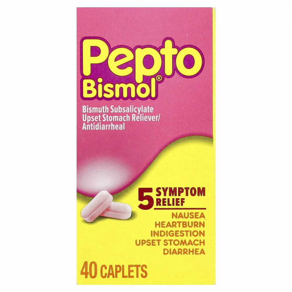 Pepto Bismol, субсалицилат висмута, 40 капсул (131 мг в 1 капсуле)