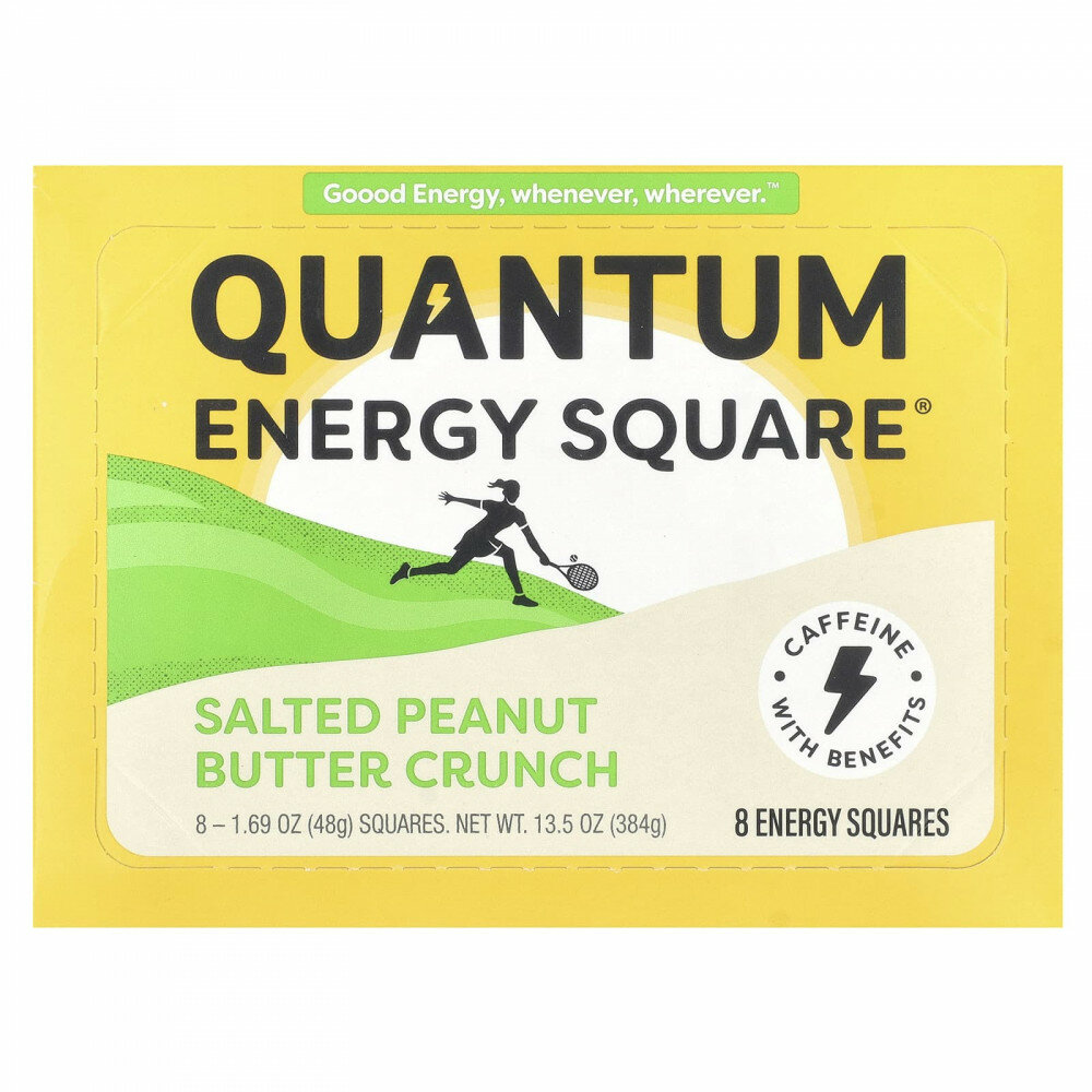 Quantum Energy Square, кранч с соленой арахисовой пастой, 8 батончиков по 48 г (1,69 унции)