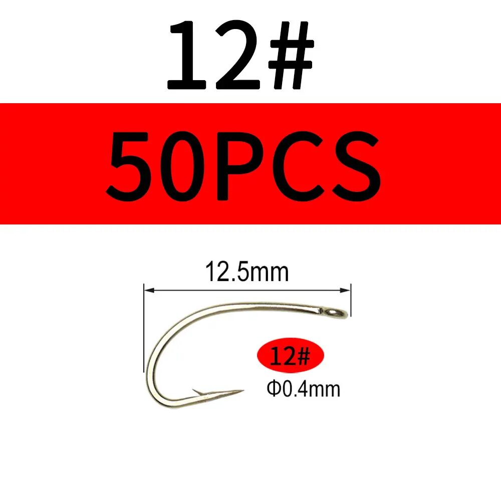 Vampfly крючки для вязания мух Scud/Caddis/Midge/Nymph Красный, size12 50pcs