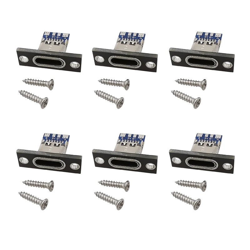 Разъем USB Type-C 4Pin женский черный 6 шт.