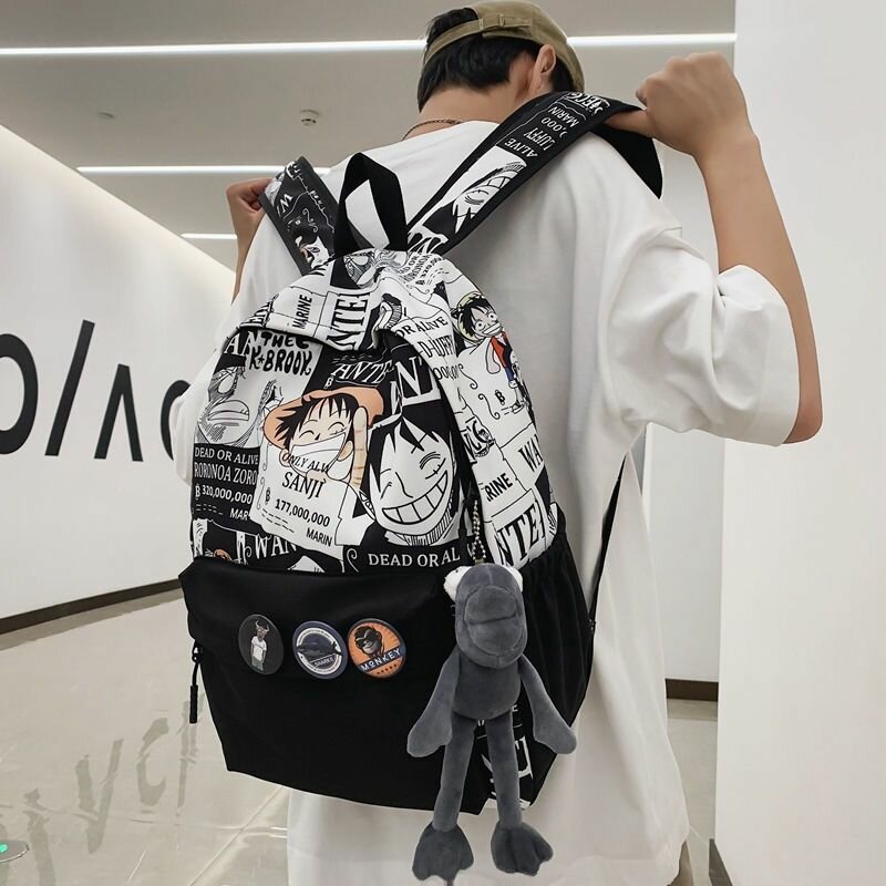 Школьный рюкзак Аниме One Piece Schoolbag средней школы высокой емкости рюкзак-MAIDING