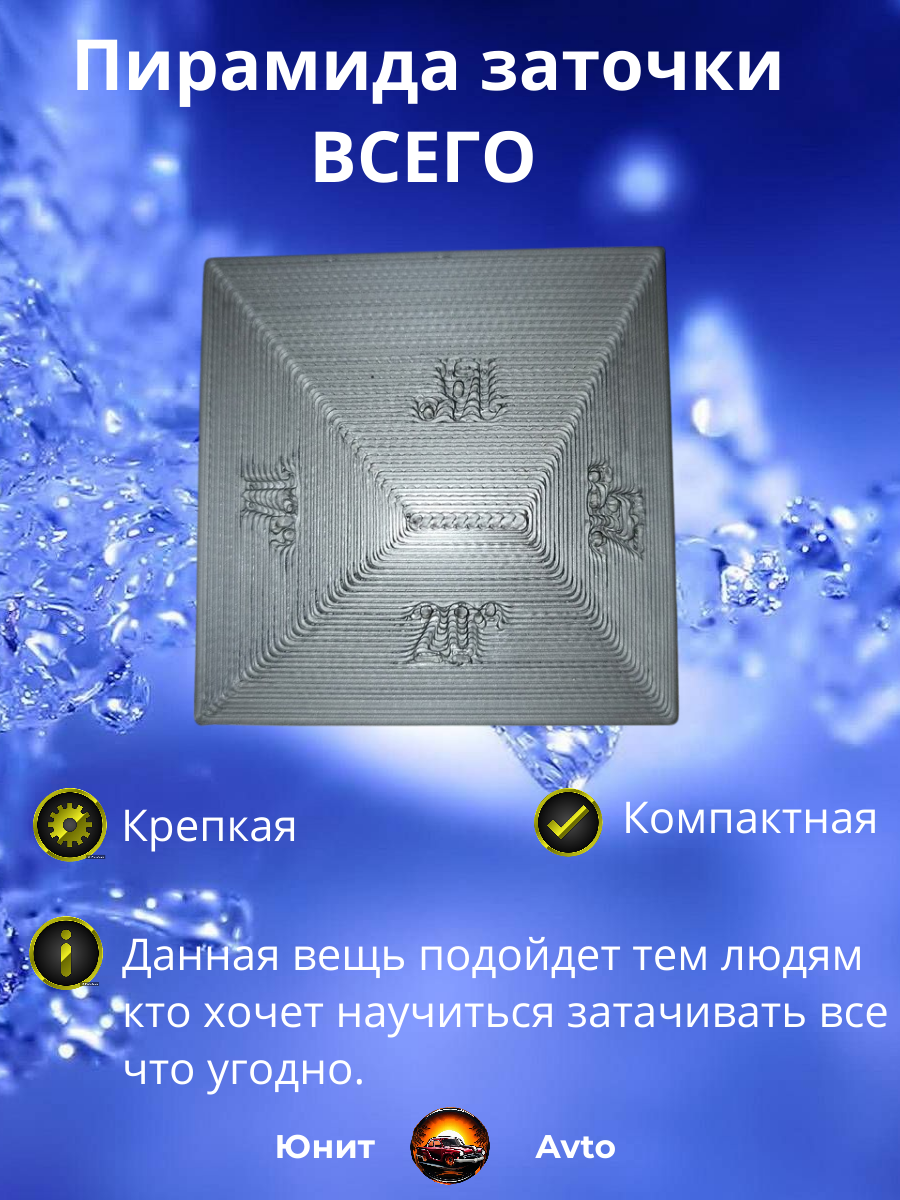 Для заточки (Ножа, Ножниц) пирамида с разными углами заточки.