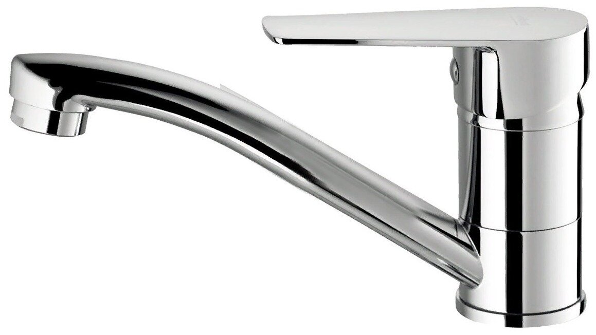 Смеситель VODA / Вода Hill для кухни, однорычажный, из латуни, цвет хром, излив 147мм / сантехника