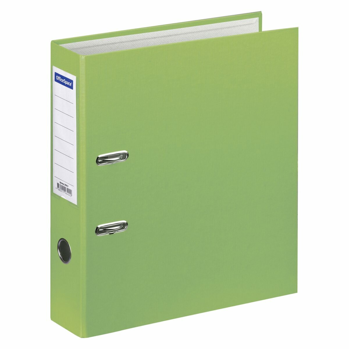 Папка-регистратор OfficeSpace (70мм, картон/бумвинил, с карманом на корешке) фисташковая (289633)