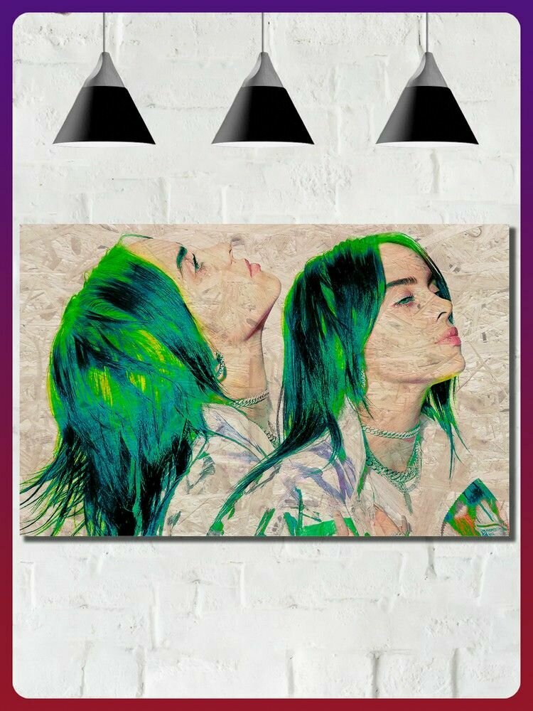 Картина интерьерная на рельефной доске Музыка Билли Айлиш (Знаменитость, девушка) - 62412289