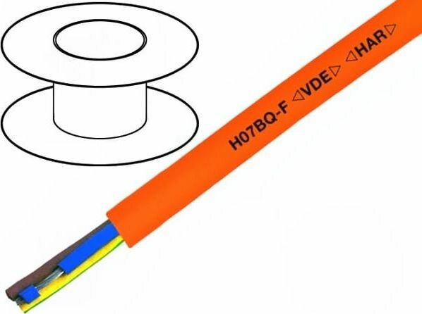 Кабель HELUKABEL 22065 H07BQ-F многожильный Cu 3x2,5мм2 PUR оранжевый 1 шт