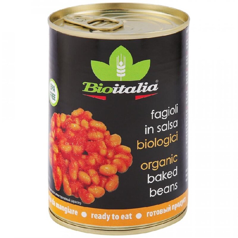 Фасоль BIOITALIA в томатном соусе консервированная 400г