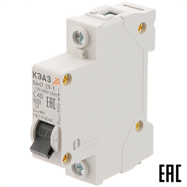 Автоматический выключатель на Din-рейку КЭАЗ ВА47-29-1C40 40А/1п/ 4,5кА 141585 (3 шт. в комплекте)
