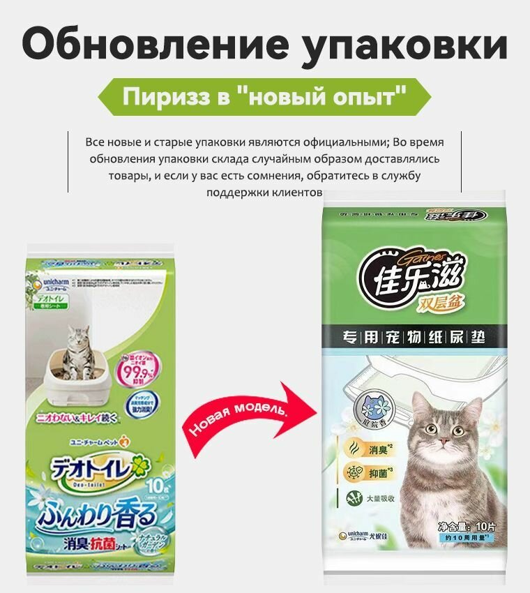 Пеленки для кошек UNICHARM, антибактериальные, без запаха, белые