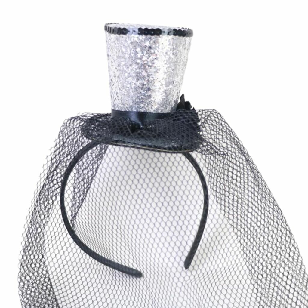 Ободок для шляпы с блестками-серебряная вуаль