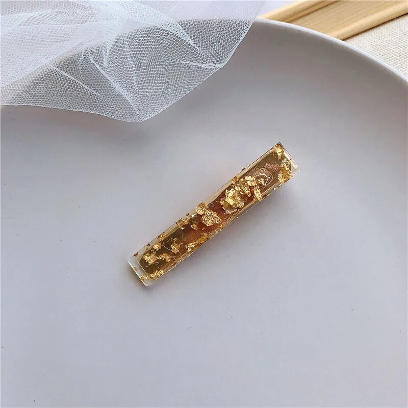 Акриловая заколка для волос квадратная, Цвет: 06 gold leaf