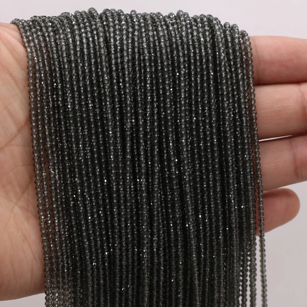Натуральные бусины шпинель желтые 2 мм 38 см Черный, серый