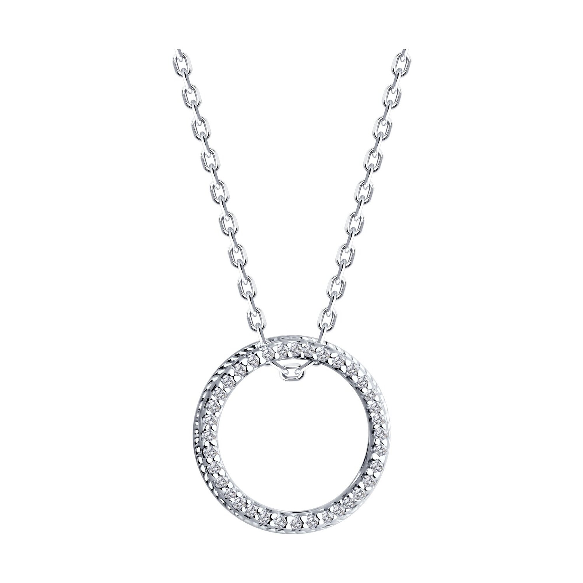 Колье, серебро, 925 проба, родирование, фианит