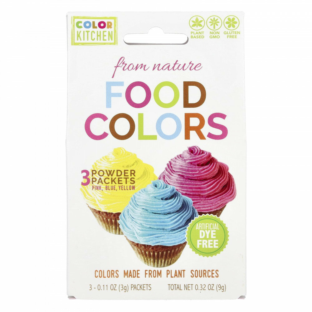 ColorKitchen, Пищевые красители от природы, многоцветные, 3 пакетика с порошком, по 3 г (0,11 унции)