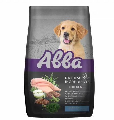 ABBA Natural Ingredients корм для щенков крупных пород с курицей