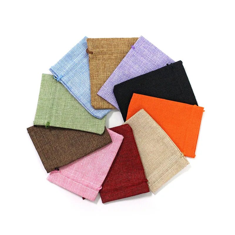 Мешочки из джута 10x14 см, Multi Color, 10 шт.