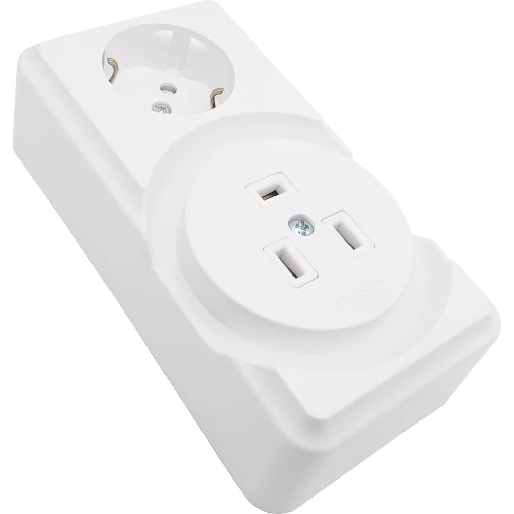 Розетка Bylectrica к электроплите+ 1-местная розетка с заз. контактом ОУ комбинированная БРА32-016, 145x75x42