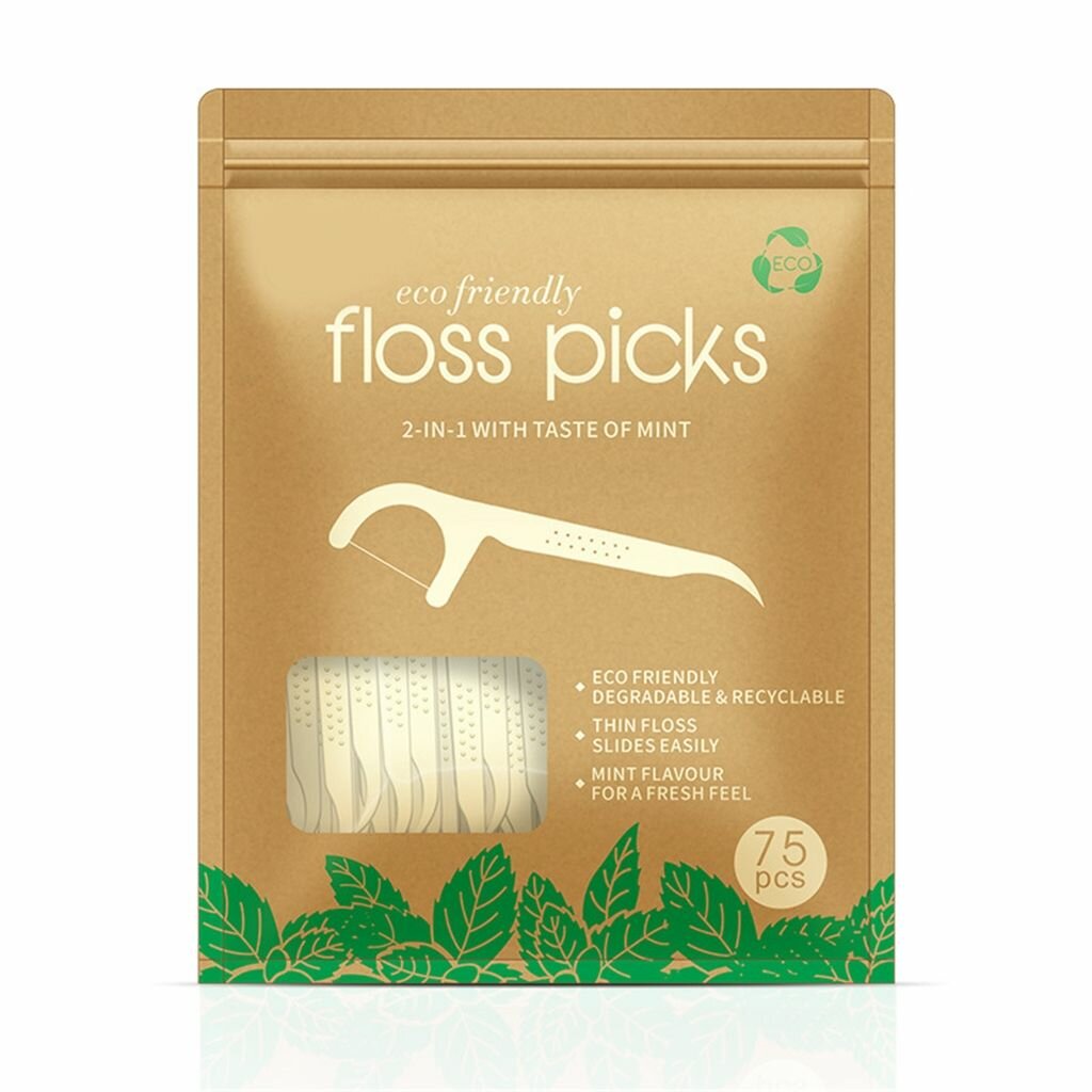 Удобные зубочистки с нитью, 75 шт