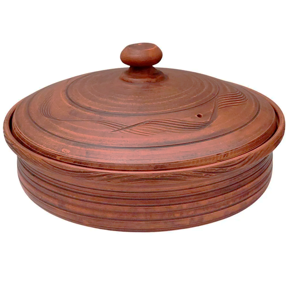 Глиняная сковорода ручной работы из красной глины "Дарс", 26см.