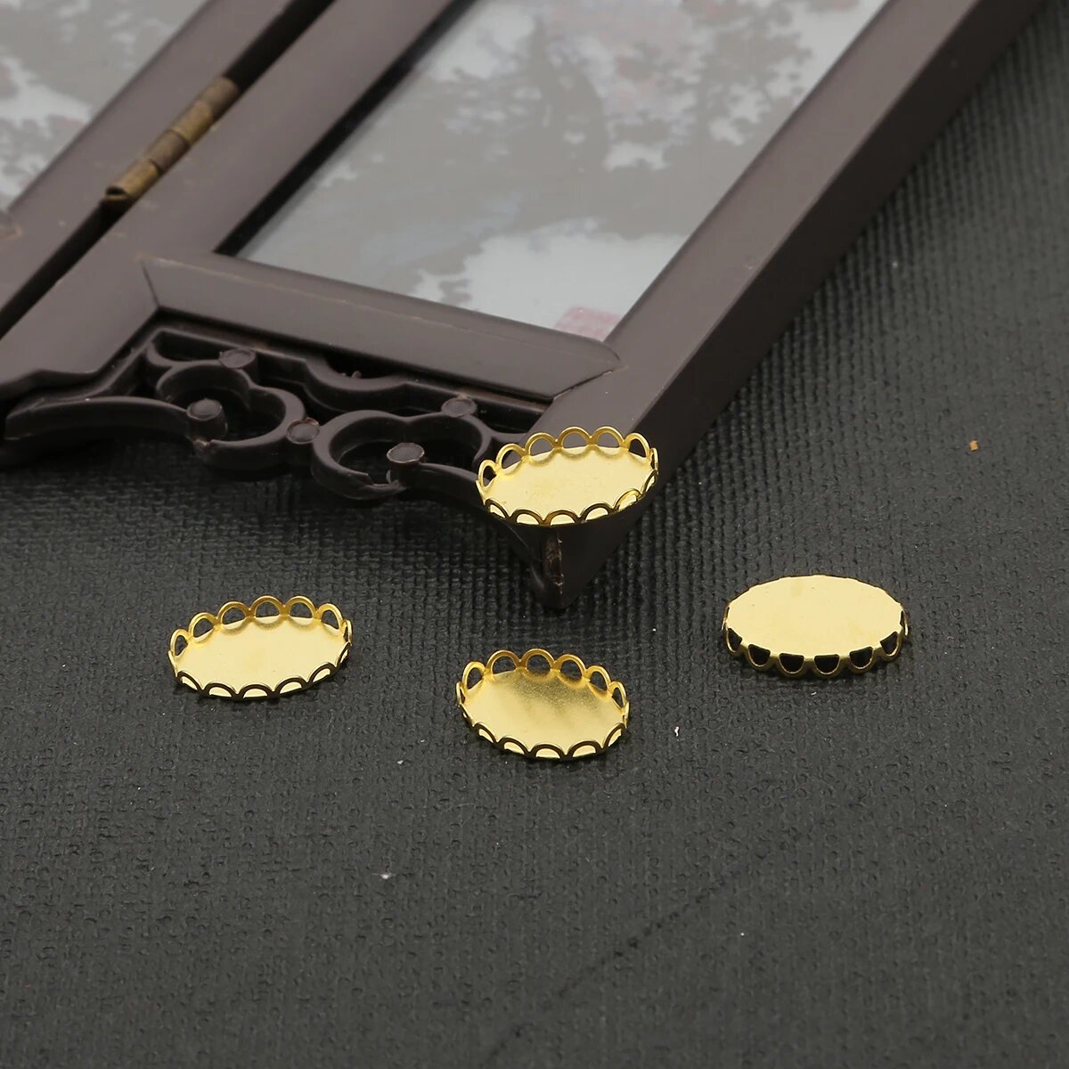 Латунные кольца-держатели для ювелирных изделий, 10x14mm, Цвет: 06