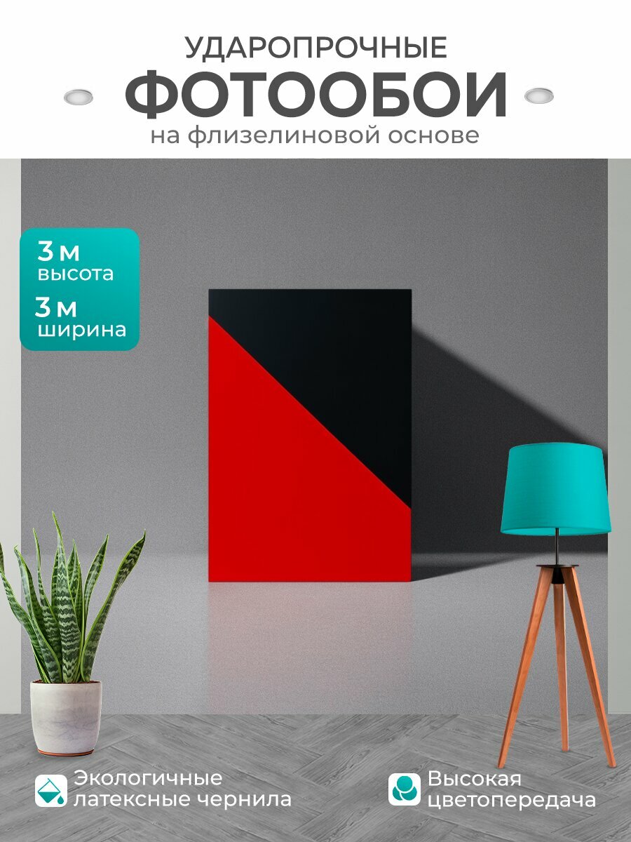 Фотообои моющиеся ударопрочные "Предметный на вид черно-красный минимализм с простыми, но выразительными формами, которые создают контраст между" 300x300 см. флизелиновые на стену