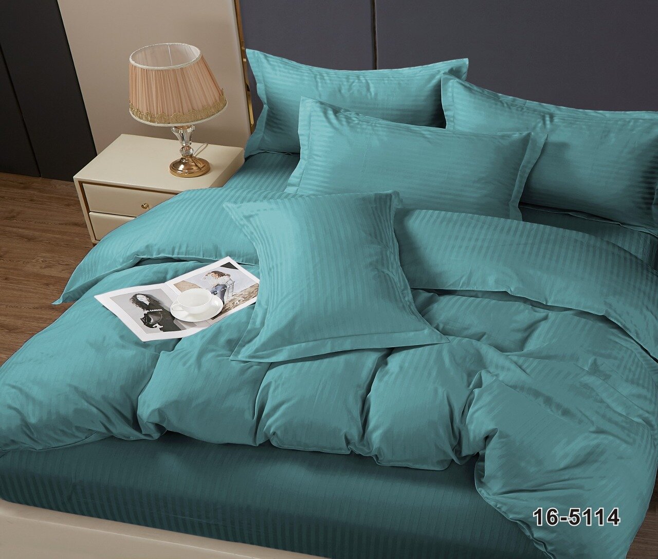 Постельное белье Евростандарт Микрофибра-страйп "Pandora" диз. № 1х1 (16-5114) Пыльно бирюзовый (N)