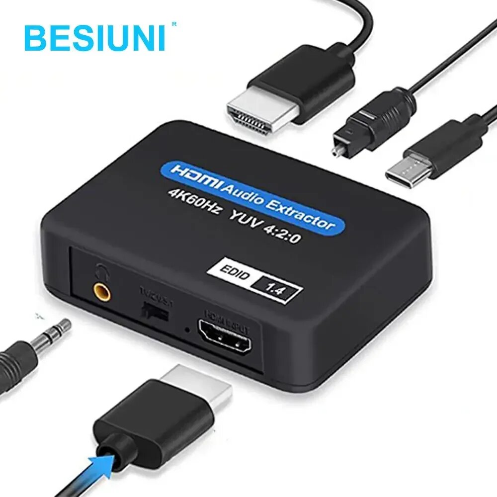 4K 60 Гц HDMI аудиоэкстрактор оптический Toslink SPDIF + 3,5 мм аудио встраиватель 1080P 3D костюм для ноутбука Fire Stick Xbox