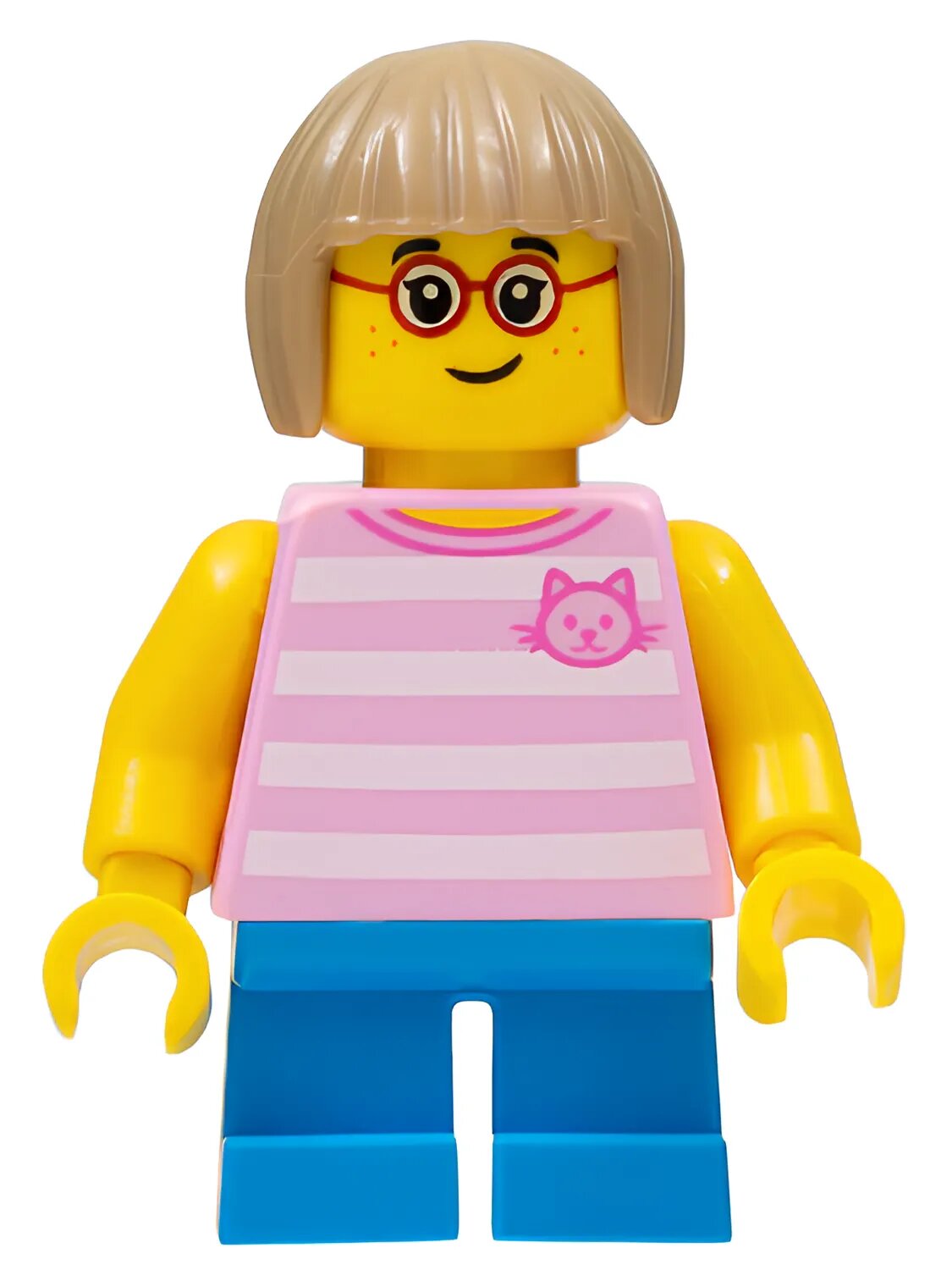 Минифигурка Lego Child - Girl, Bright Pink Striped Shirt with Cat Head cty0663 U