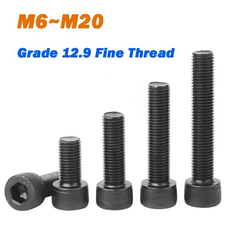 Винты М6-М20 черные углеродистая сталь M12x1.25mm-1Pcs, 100mm