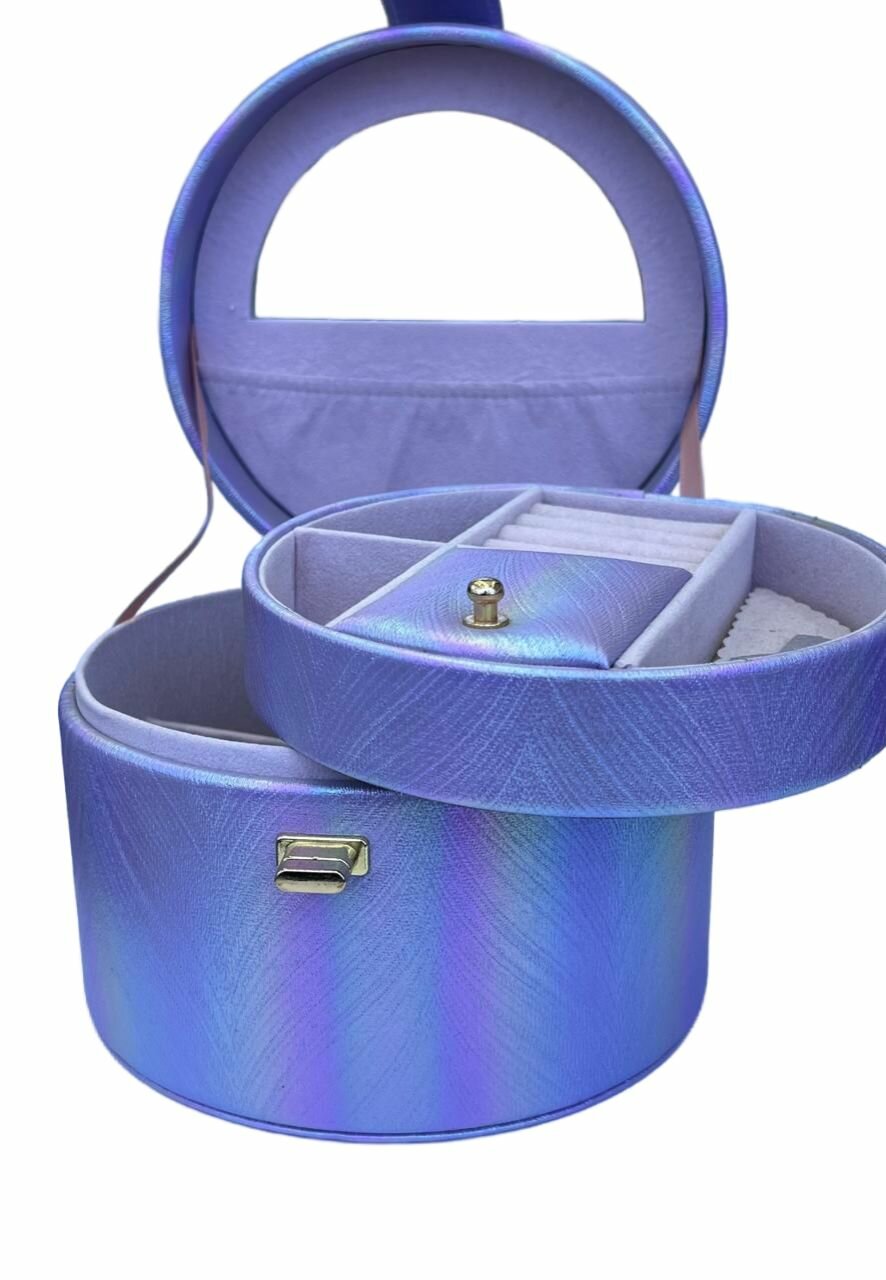 Круглая шкатулка-чемодан для украшений и косметики