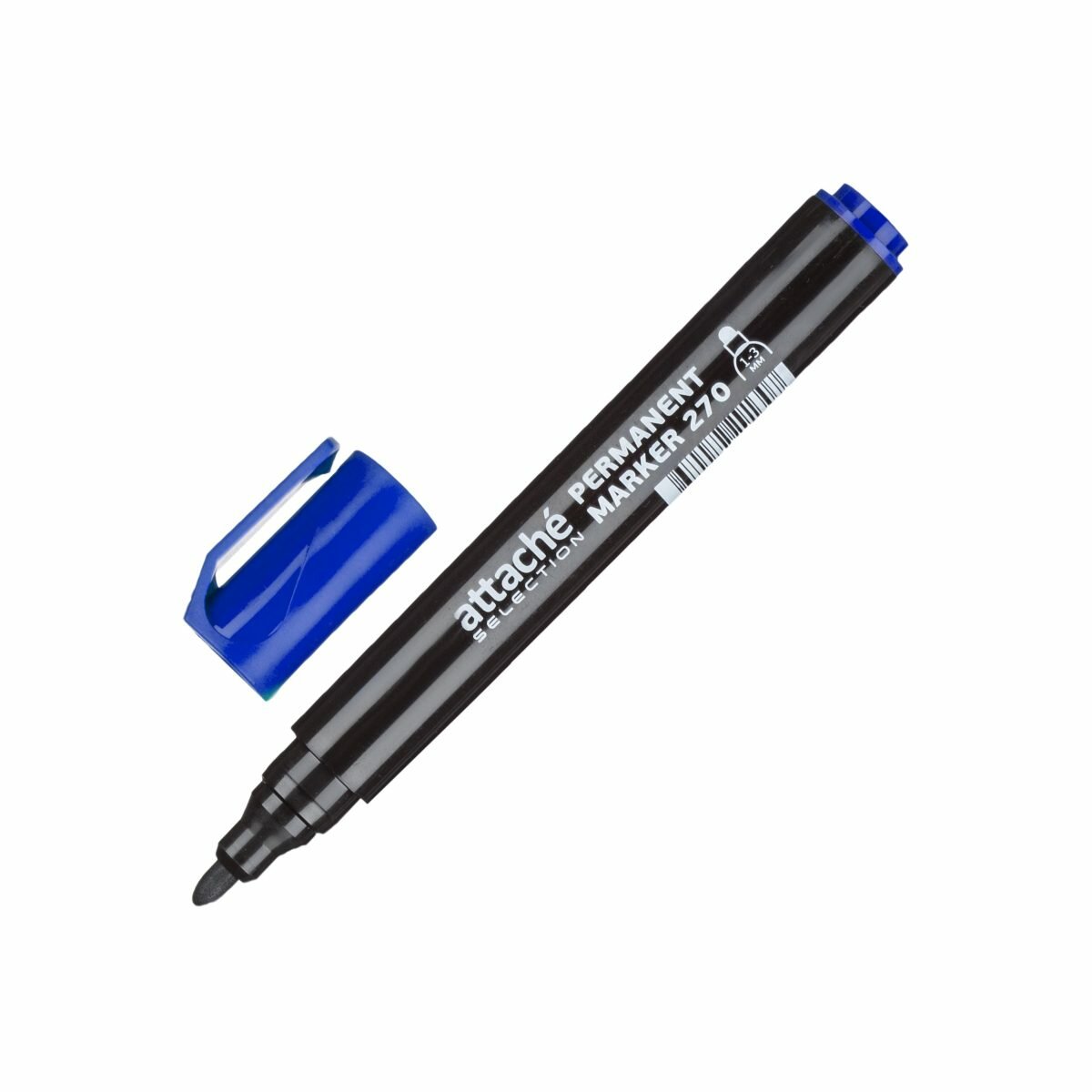 Маркер перманентный Attache Selection 270 (1-3мм, круглый наконечник, синий) (1634412), 12шт.