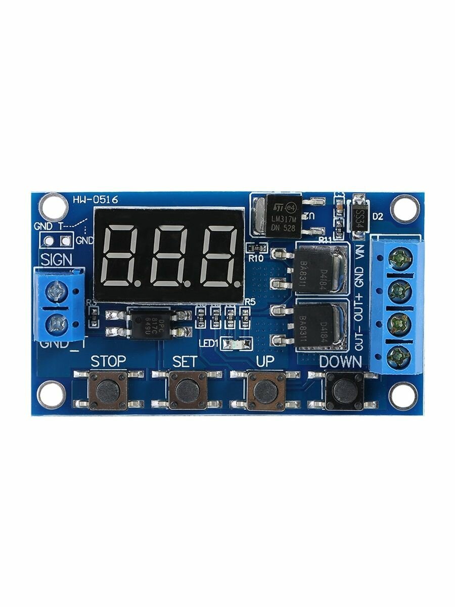 Релейный модуль таймера задержки триггерного цикла 5 В-36 В со светодиодным дисплеем, включение/выключение с регулируемой функцией задержки
