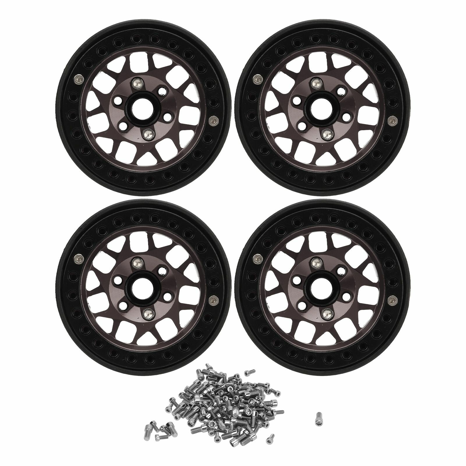 4шт RC Гусеничные диски Универсальные 1,9-дюймовые колеса из алюминиевого сплава с бисером для SCX10 SCX10 II Titanium, RC внедорожные грузовые колеса