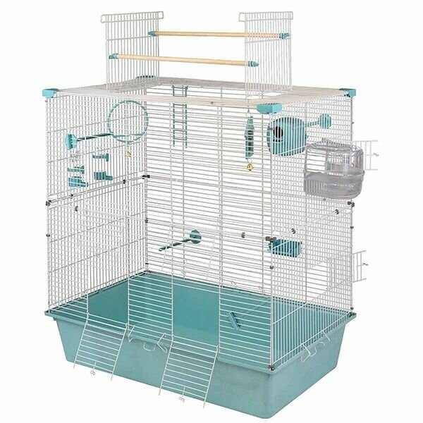 Клетка для птиц дарэленд "Селена-2", разборная, 78х48х79 см, укомплектованная, бирюзово-белая