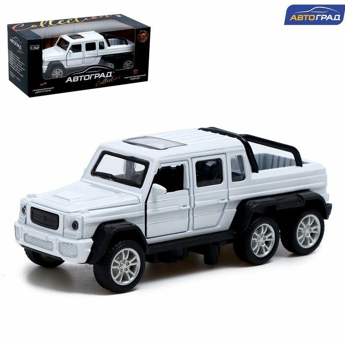 Джип инерционный Автоград "Джип 6X6", 1:32, инерция, белый, металл, в коробке (987-39)