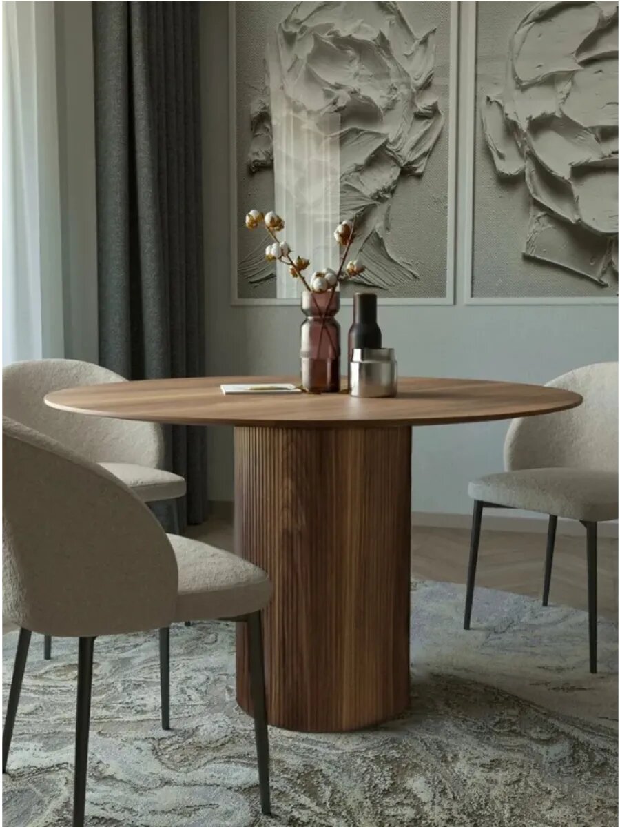 Обеденный стол Sition Loft, МДФ, круглый, цвет орех, для кухни