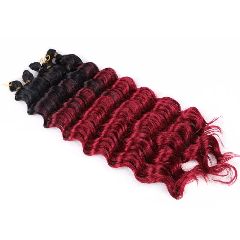 Синтетические волосы Full Star омбре плетеные косички 12 пучков 2 шт./лот, T1B/Красный