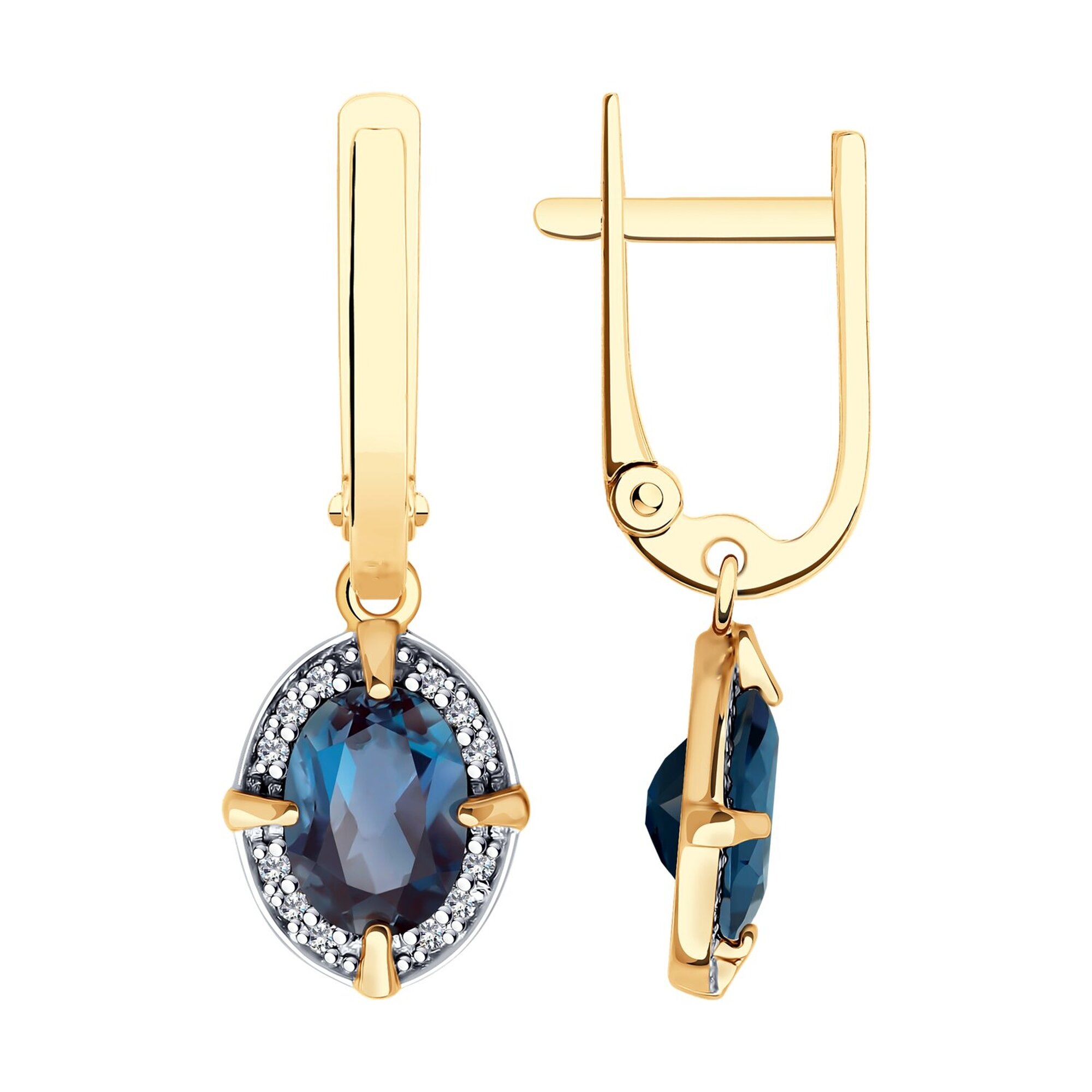 Серьги, красное золото, 585 проба, александрит, бриллиант