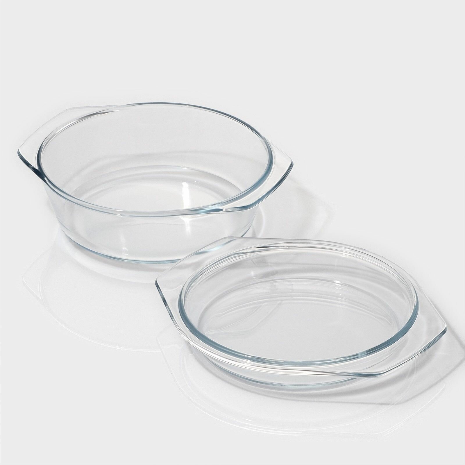 Кастрюля жаропрочная с крышкой Доляна, 2 л, 25,9х22,8х7,1 см