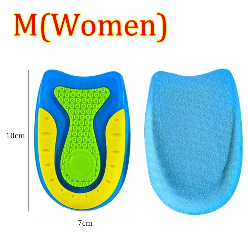 1 пара мягких силиконовых гелевых подушечек для пяток U-образные вставки для пяток, стелька для увеличения высоты, подушечка для обуви, пяточные шпоры, больная подушка, массажер для ног M-Women
