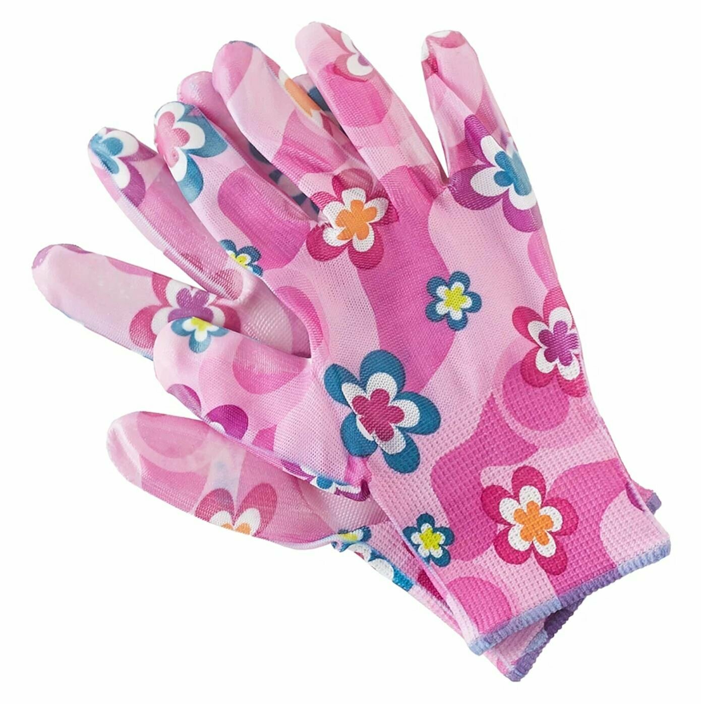 Перчатки нейлоновые с нитриловым обливом КМ розовые 8 (М), розовые