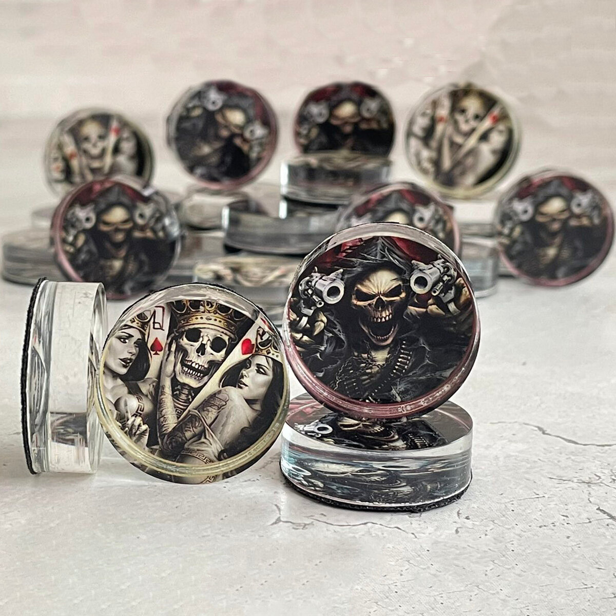 Фишки для нард из оргстекла "Огненный Гонщик", размер 27 мм, количество 30 шт, мешочек для хранения