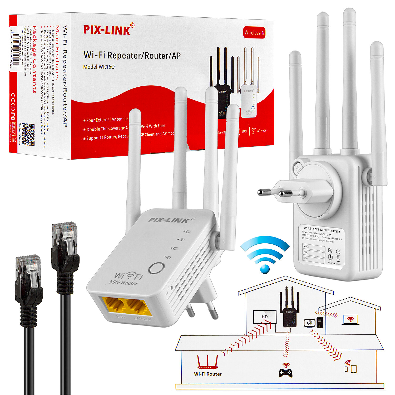 WiFi Усилитель коннектор 2.4G LV-WR16Q