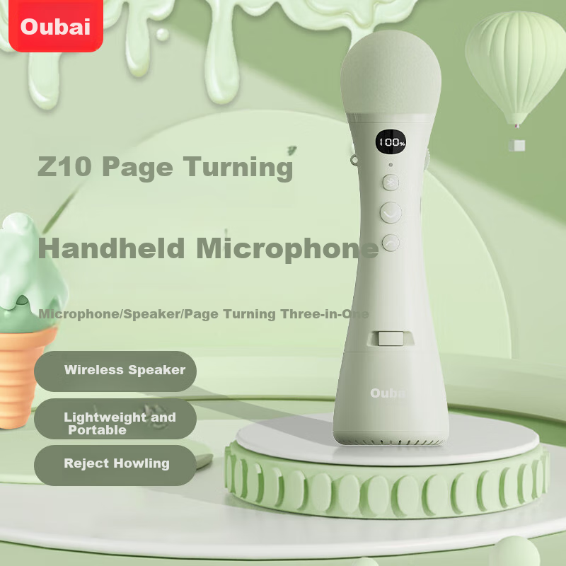 Oubai Z10 Handheld Microphone Amplifier Little Bee Teacher Special Microphone Bluetooth Wireless Microphone Tour Guide K Song Speech Microphone Speaker Integration